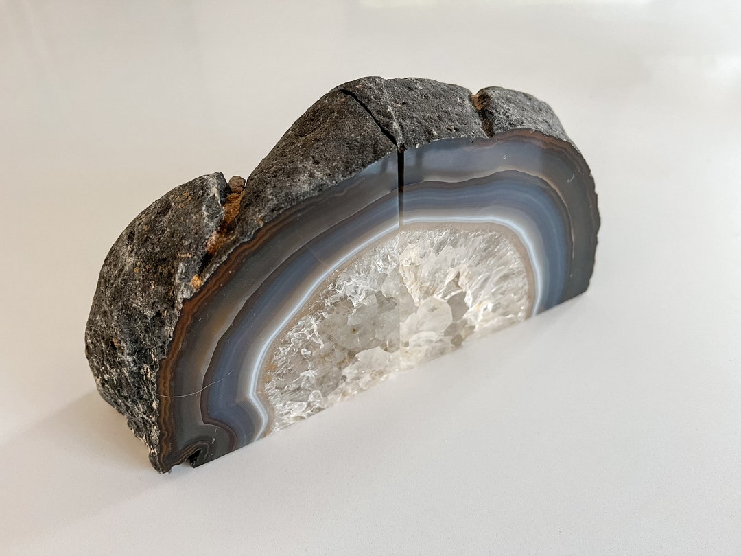 Geode Bookend Natural Agate Bookend Pair. Mineral Rock - Etsy