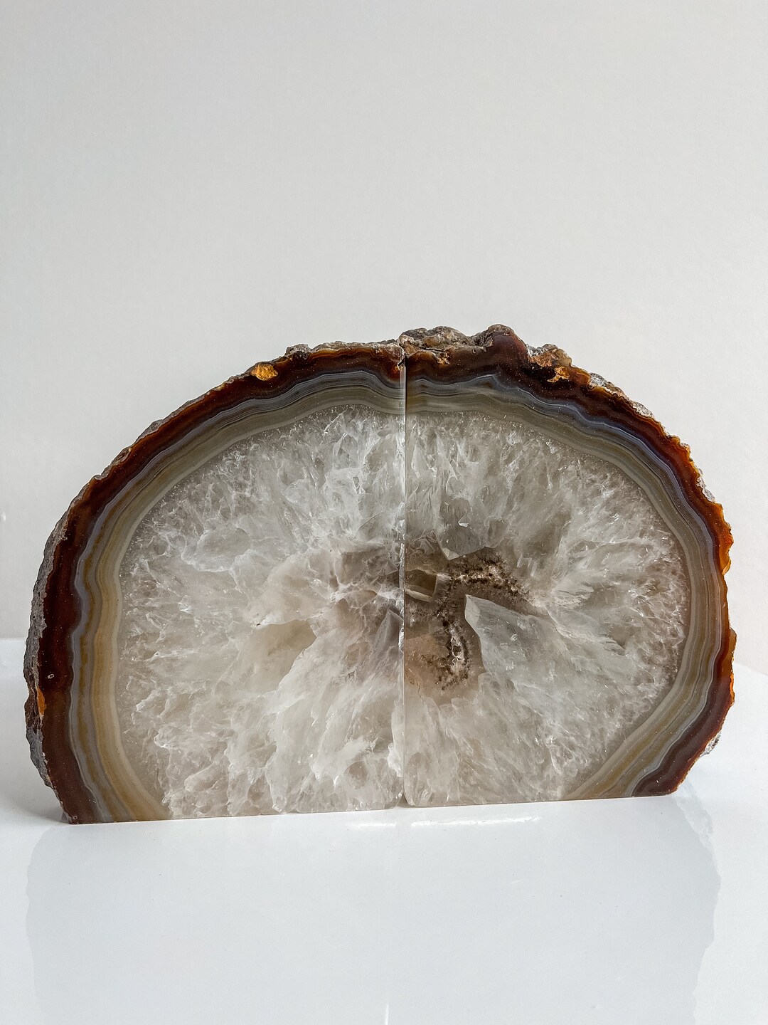Geode Bookend, Agate Geode, Natural Agate Bookend Pair. Mineral Rock ...