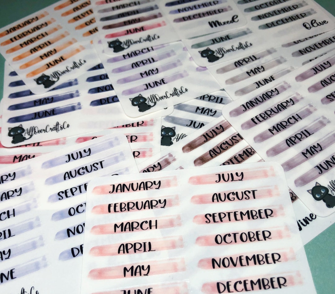Monthly Watercolor Stickers - Planner Stickers - Clear and Matte White ...