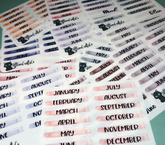 Monthly Watercolor Stickers Planner Stickers Clear and | Etsy