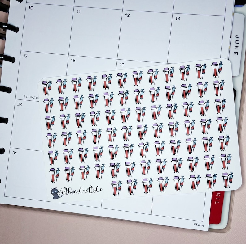 MINI Blood Draw Stickers Planner Stickers Clear/white - Etsy