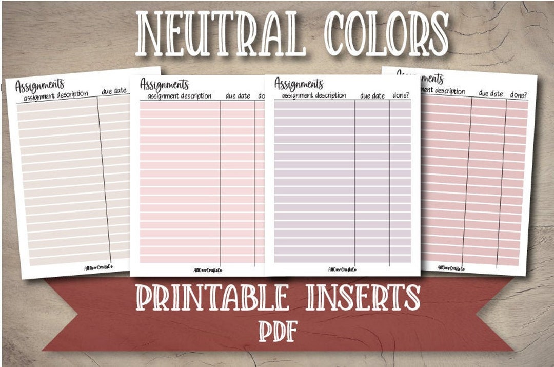 DIGITAL - PRINTABLE - Assignment Tracker - College Student Homework ...