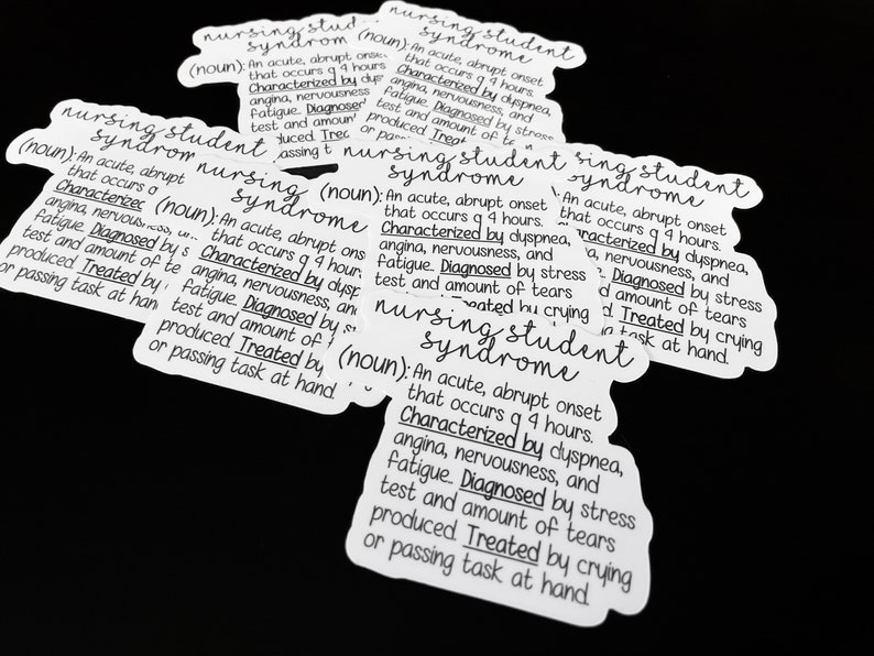 Nursing Student Syndrome noun Sticker Waterproof Nursing - Etsy