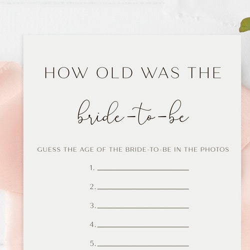 How Old Was the Bride-to-be Bridal Shower Games Guessing - Etsy