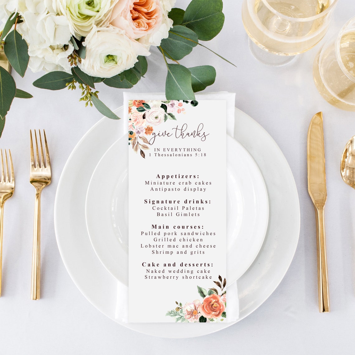 Fall Menu Template Thanksgiving Menu Autumn Menu Floral - Etsy