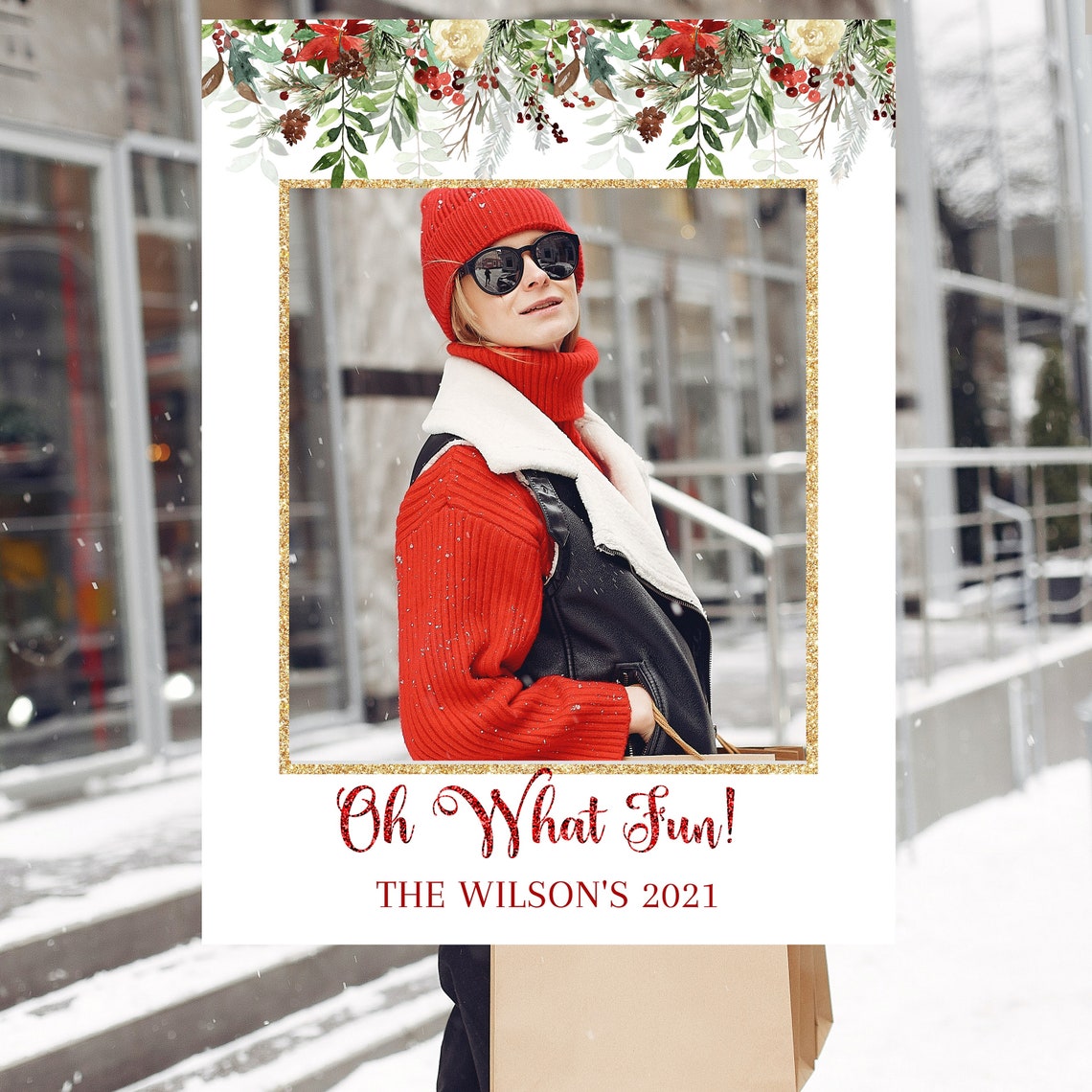 Christmas Photo Prop Frame Holiday Party Photo Booth Rustic | Etsy