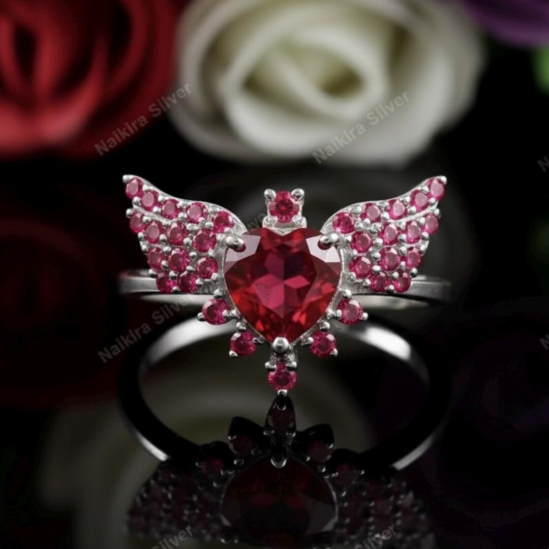 Heart Ruby Ring: Sterling Silver Romantic Promise Ring - Etsy