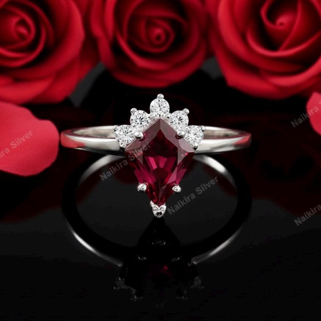 Kite Red Ruby Engagement Ring: Kite Sterling Silver July Birthstone - Etsy