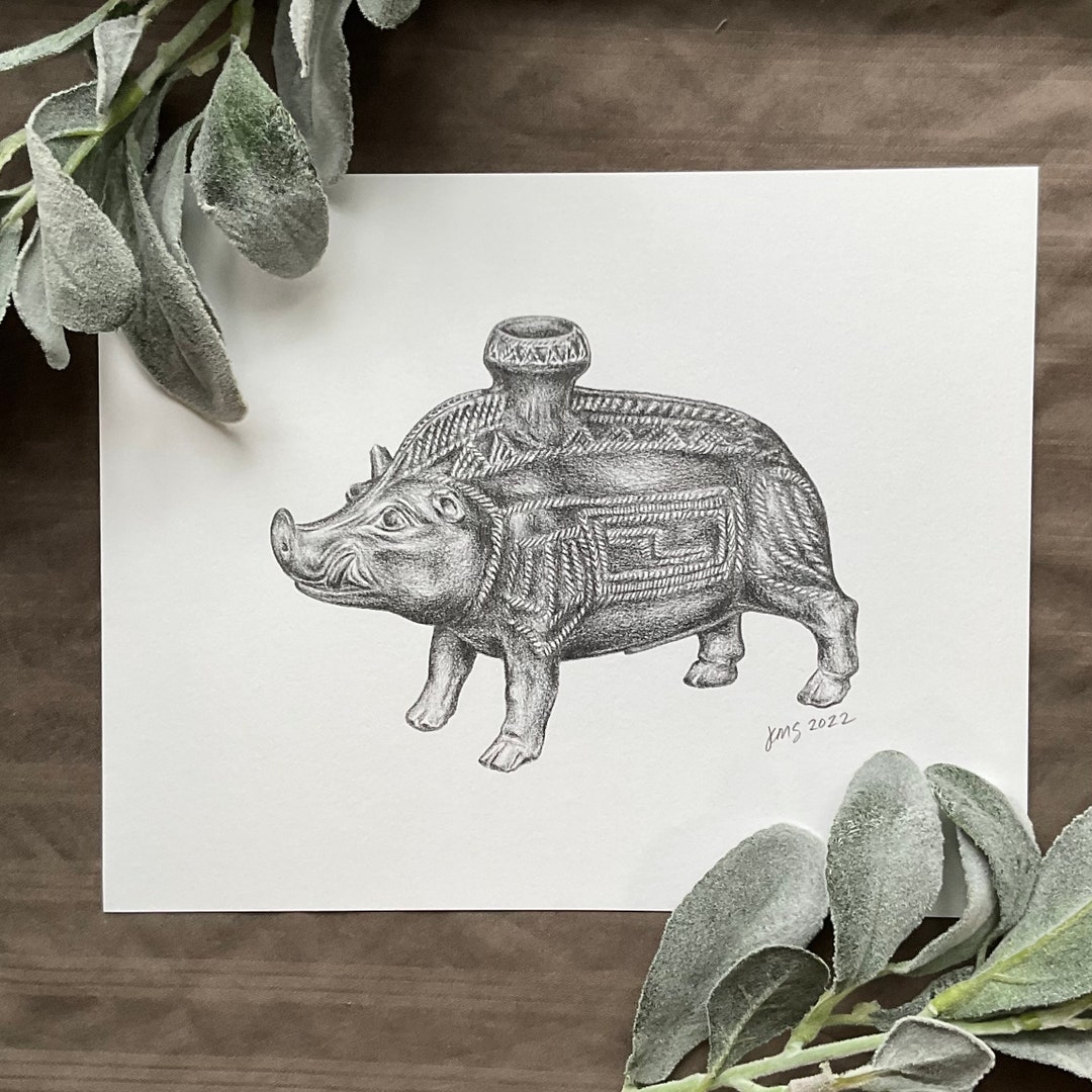 Etruscan Boar Vessel Art Print - Inspired by the Artifact That Became a ...