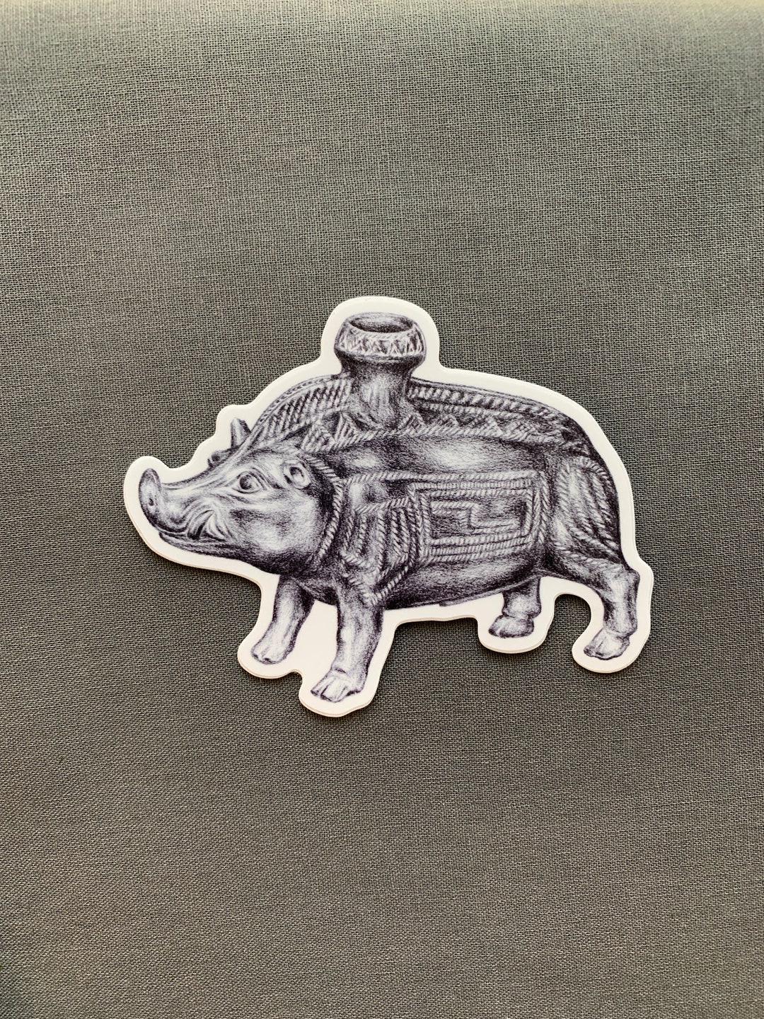Etruscan Boar Vessel Vinyl Sticker - Inspired by the Ancient Artifact ...