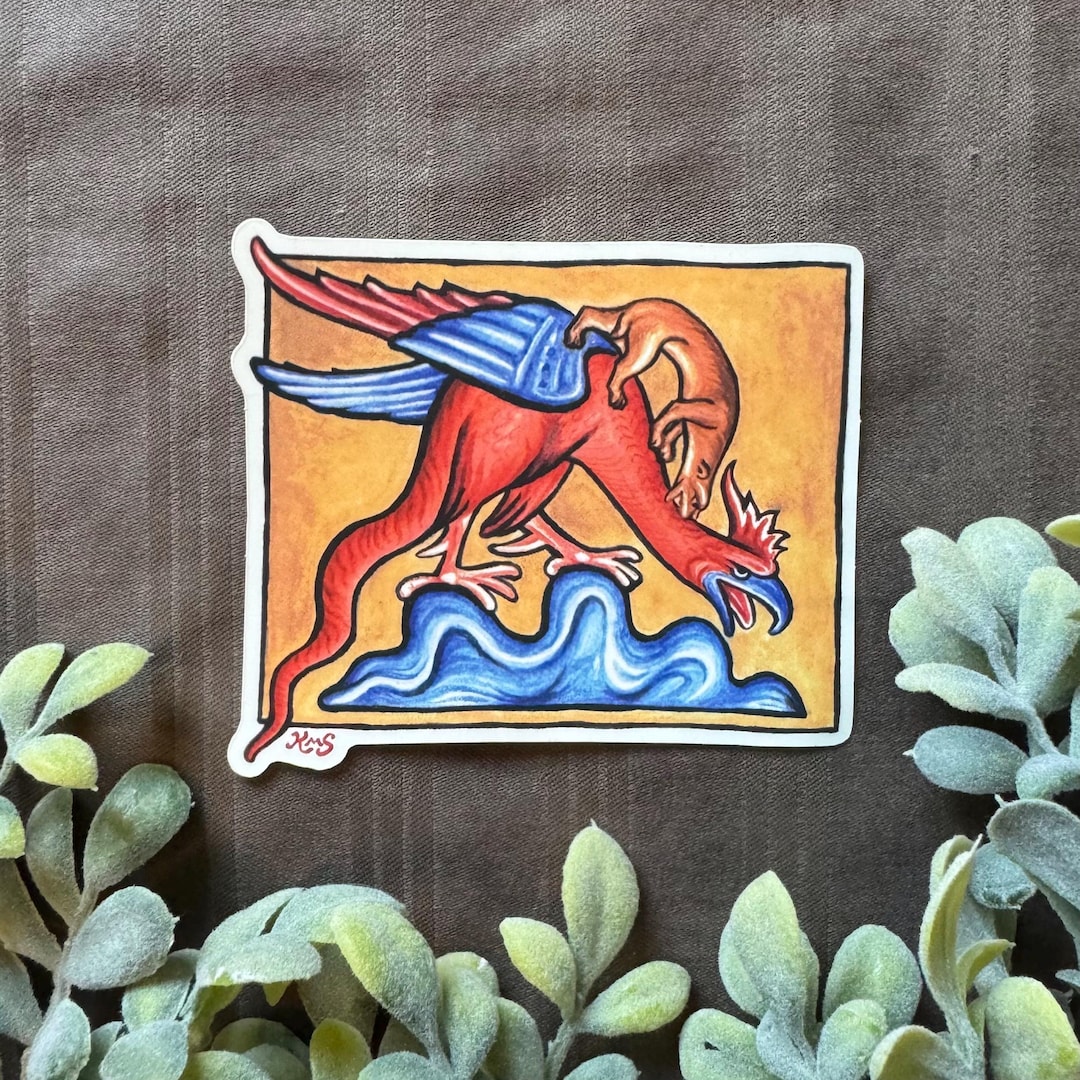 Medieval Basilisk Sticker - Inspired by Illuminated Manuscript Bestiary ...
