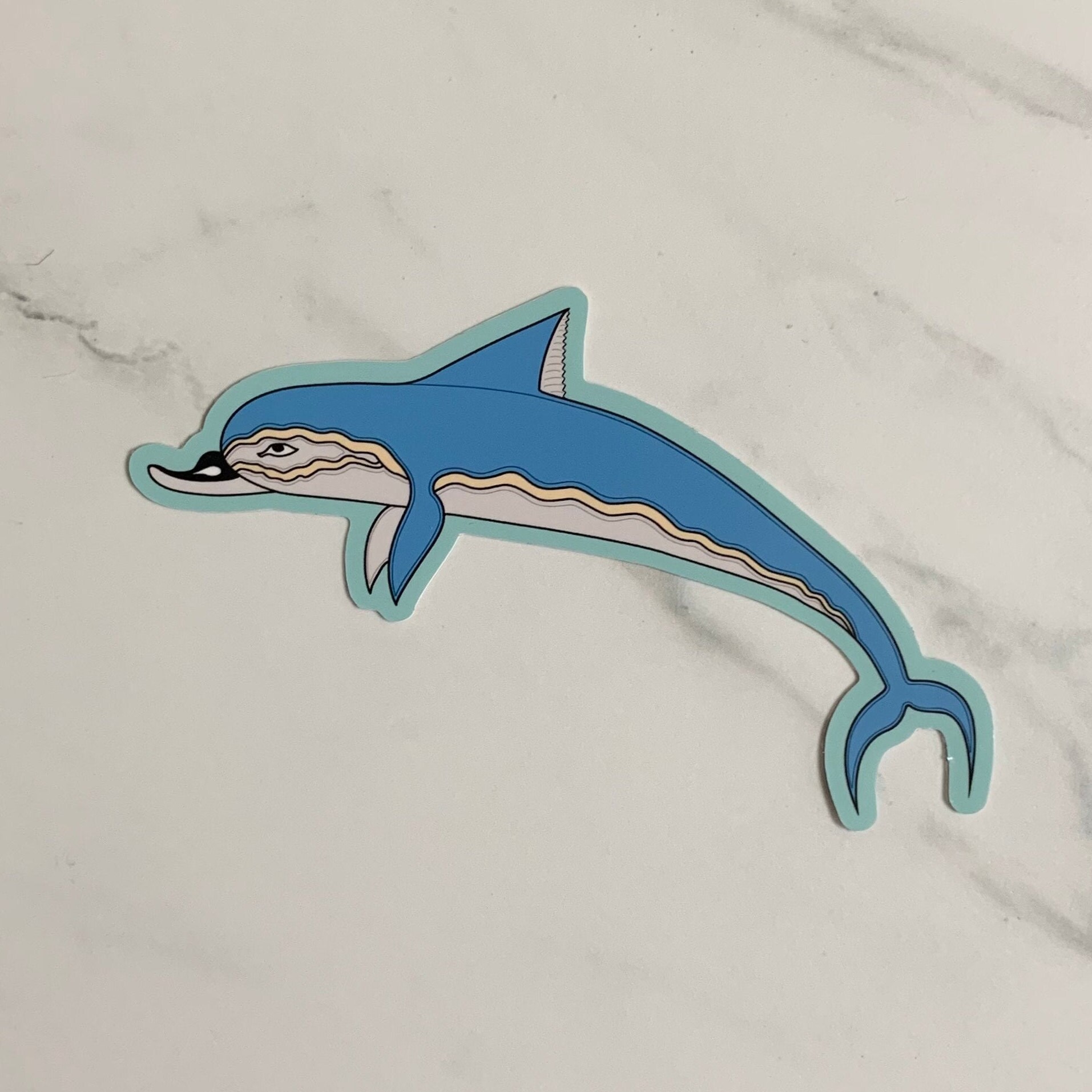 Dolphin Vinyl Sticker inspired by Minoan fresco | Etsy