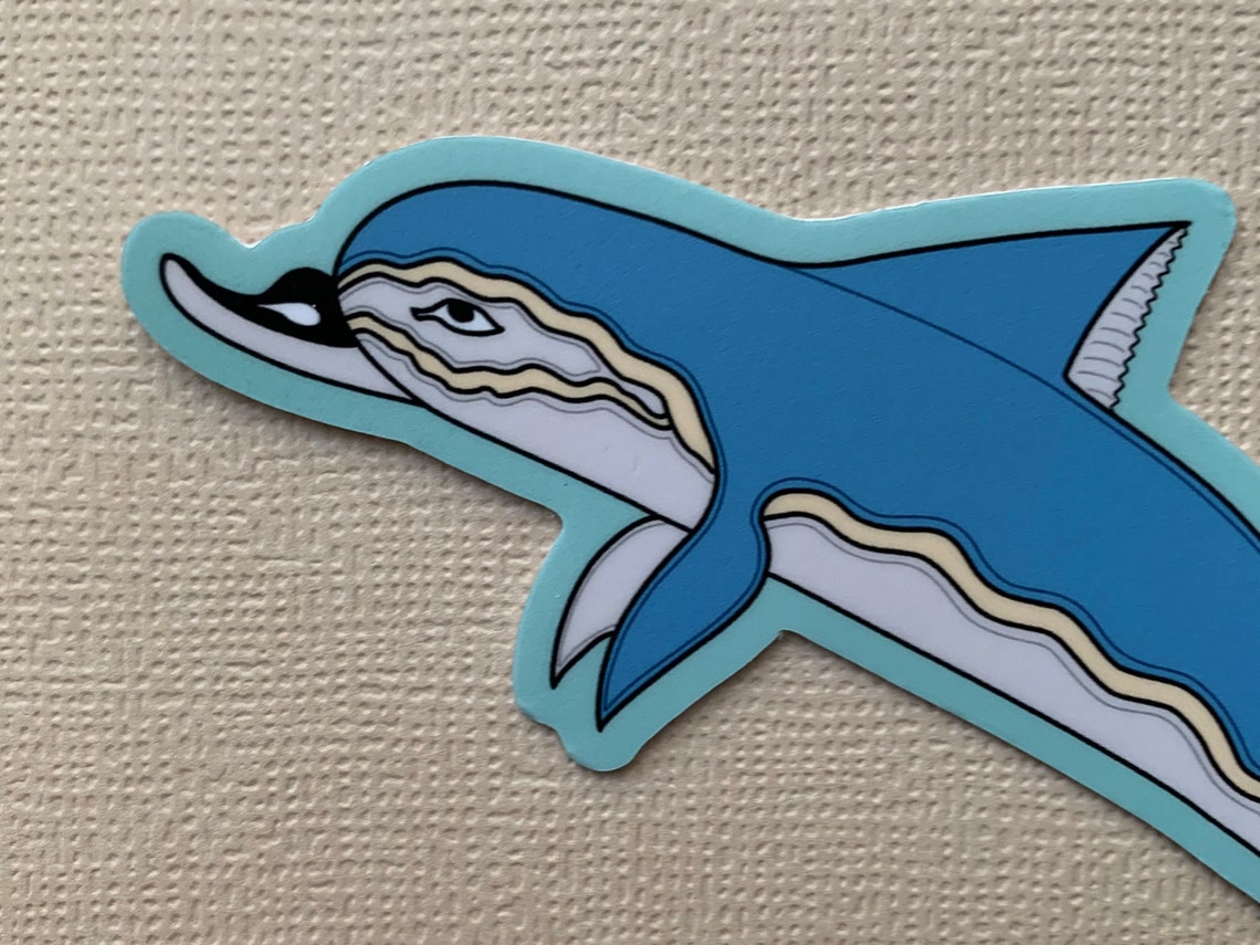Dolphin Vinyl Sticker inspired by Minoan fresco | Etsy