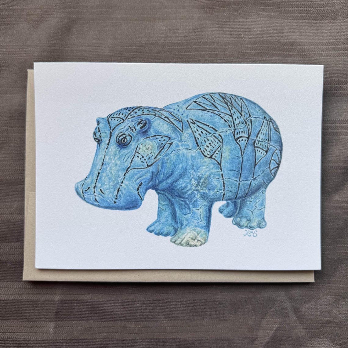 Egyptian Hippopotamus Greeting Card - Inspired by the Ancient Faience ...