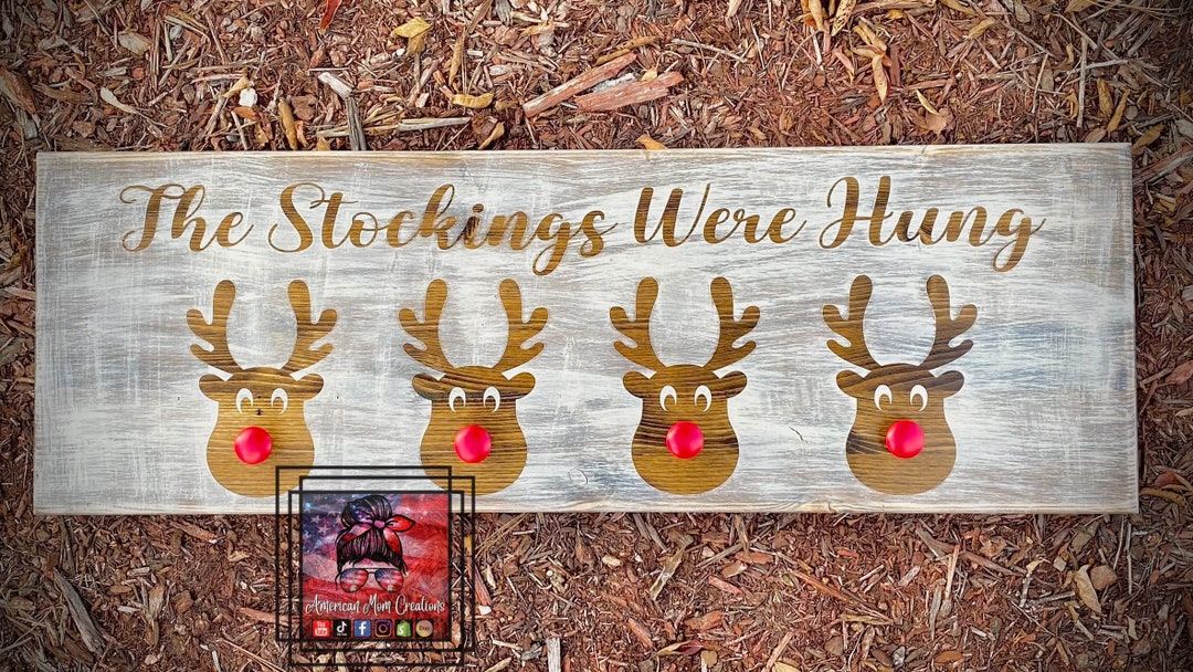 Reindeer-the Stockings Were Hung Wall Mount Stocking Holder - Etsy