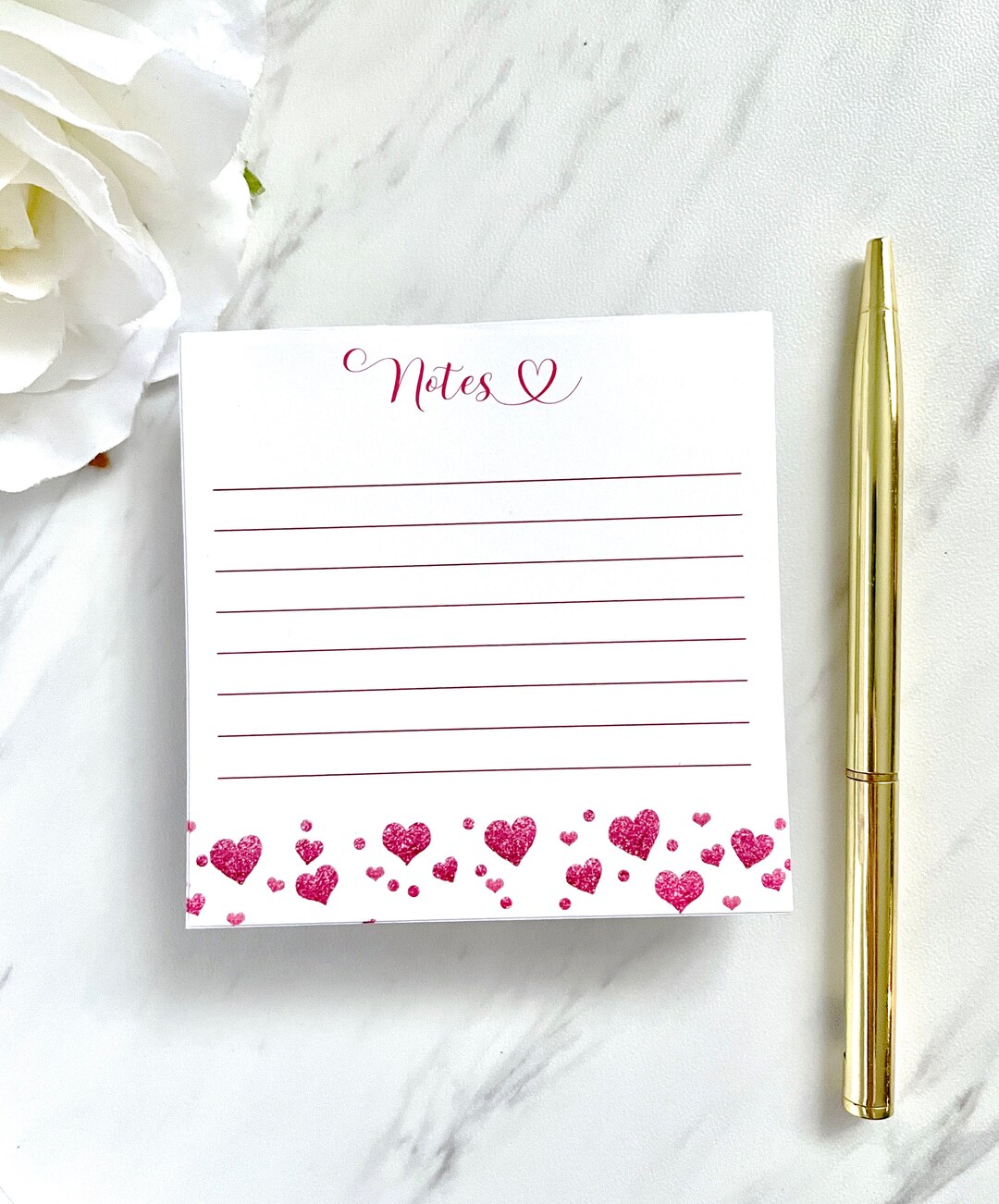 Hearts Notepad, Valentine's Day Gift, Cute Memo Pad, Heart Stationery ...