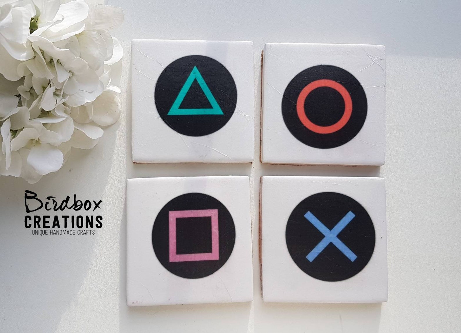 Playstation Coasters Set of 4 Handmade Decoupage Heavy Ceramic Tiles - Etsy