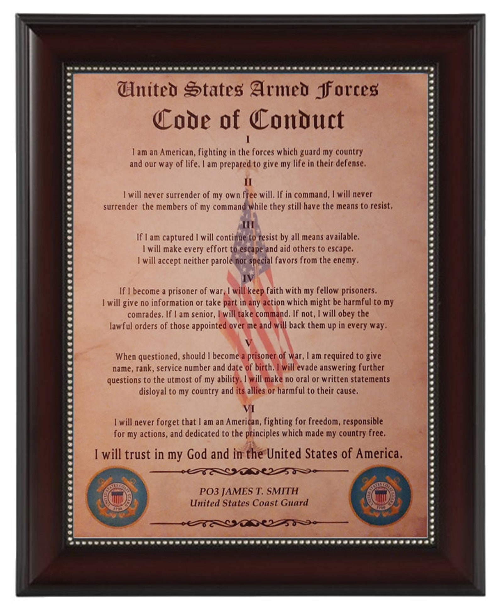 BETTER U.S. Military Code of Conduct Army Navy Air Force - Etsy