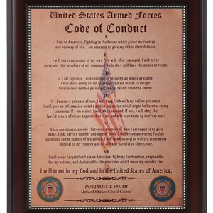 BETTER U.S. Military Code of Conduct Army Navy Air Force - Etsy