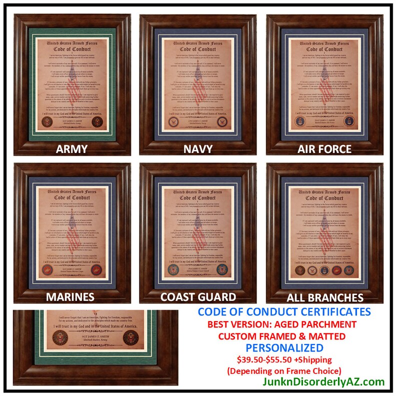 NICE or BETTER U.S. Military Code of Conduct Army Navy Marines Air ...