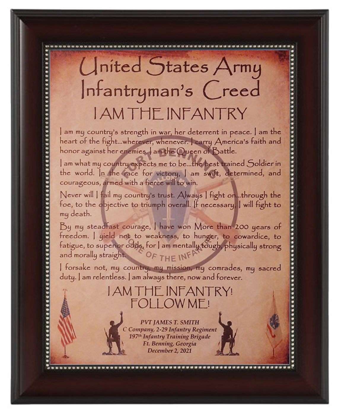 BETTER U.S. Army Infantryman's Creed Aged Parchment - Etsy