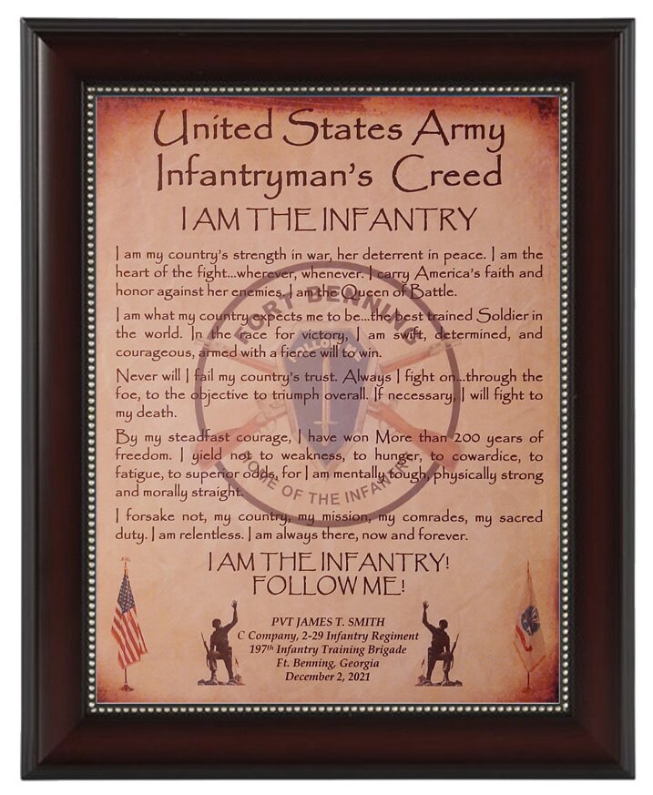 BETTER U.S. Army Infantryman's Creed Aged Parchment - Etsy