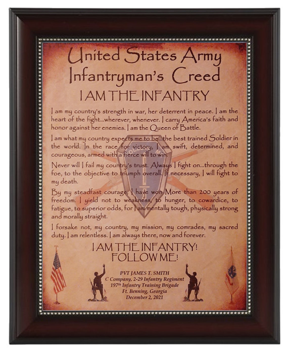 BETTER U.S. Army Infantryman's Creed Aged Parchment - Etsy