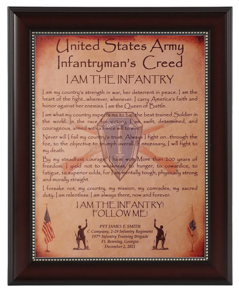 BETTER U.S. Army Infantryman's Creed Aged Parchment - Etsy