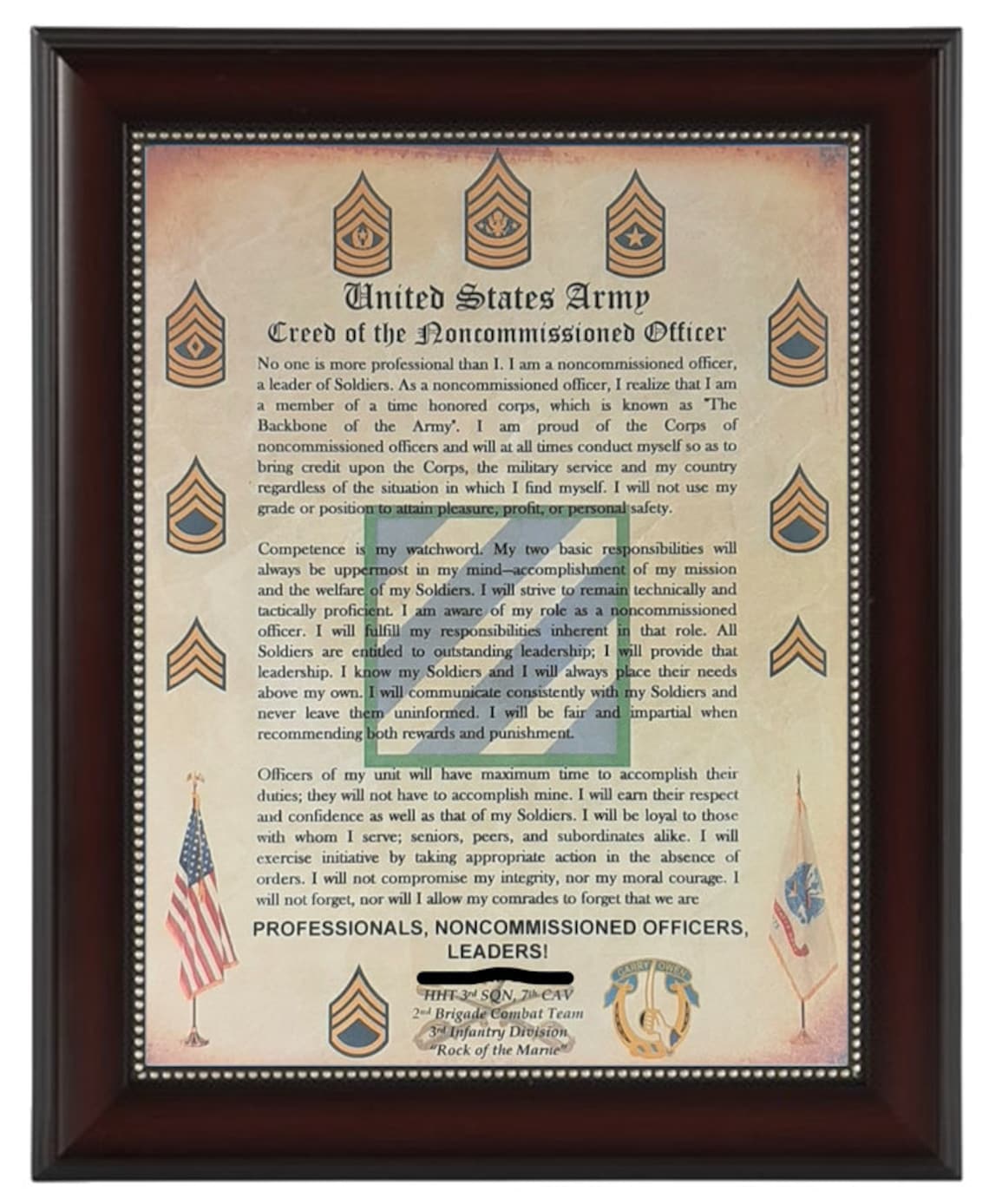 BETTER U.S. Army NCO Creed of the Noncommissioned Officer Aged | Etsy