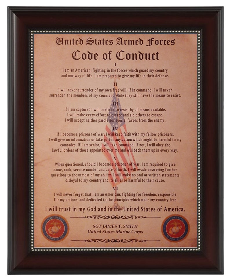 BETTER U.S. Military Code of Conduct Army Navy Air Force - Etsy