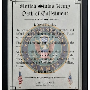 NICE or BETTER Oath of Enlistment Certificate: U.S. Army PERSONALIZED ...