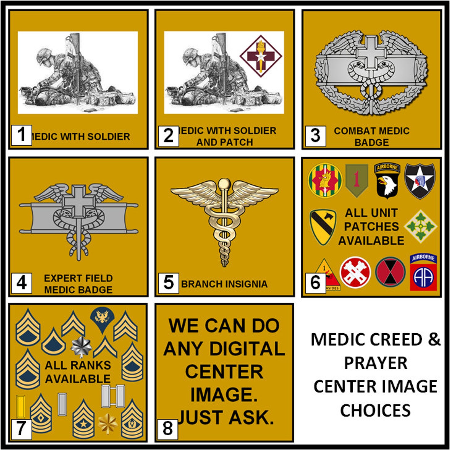 BETTER U.S. Army Combat Medic's Prayer Aged Parchment PERSONALIZED ...