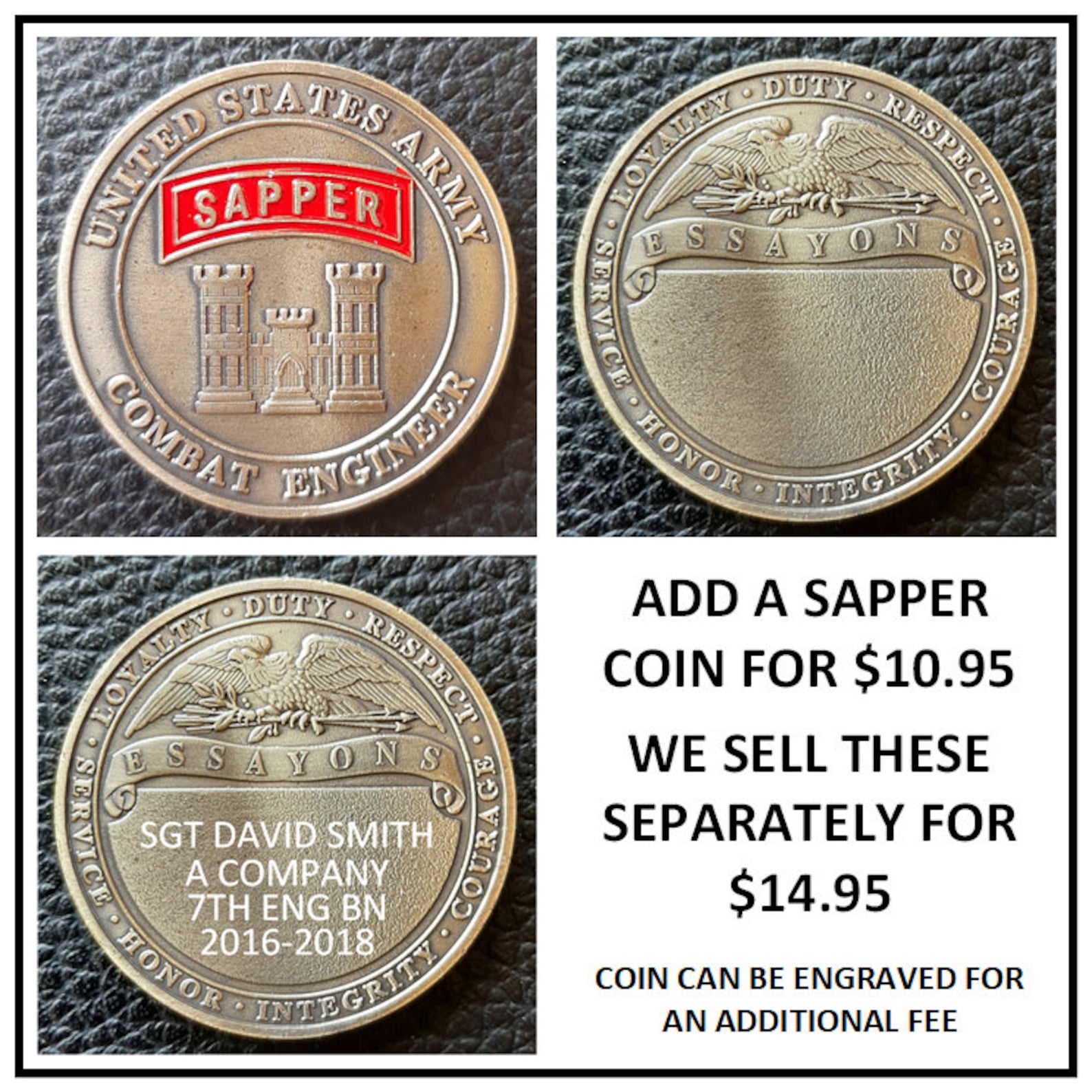 NICE or BETTER U.S. Army Sapper Creed PERSONALIZED with Coin - Etsy