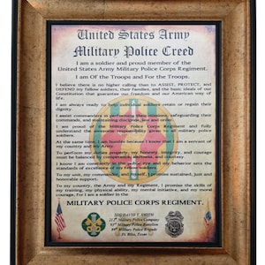 BETTER U.S. Army Military Police Creed Aged Parchment PERSONALIZED and ...