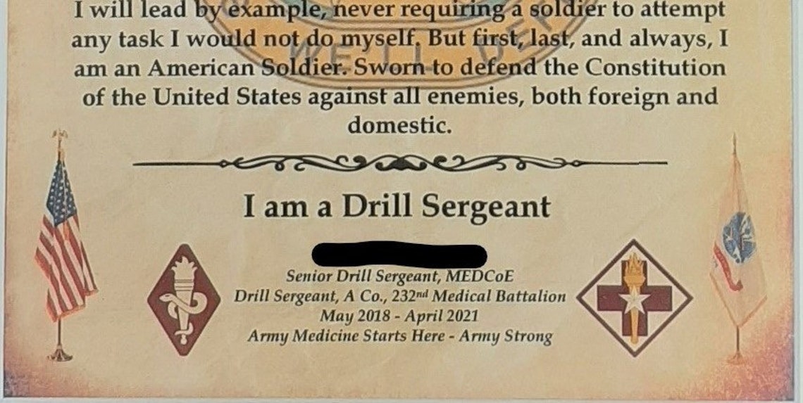 NICE or BETTER Army Drill Sergeant Creed PERSONALIZED | Etsy