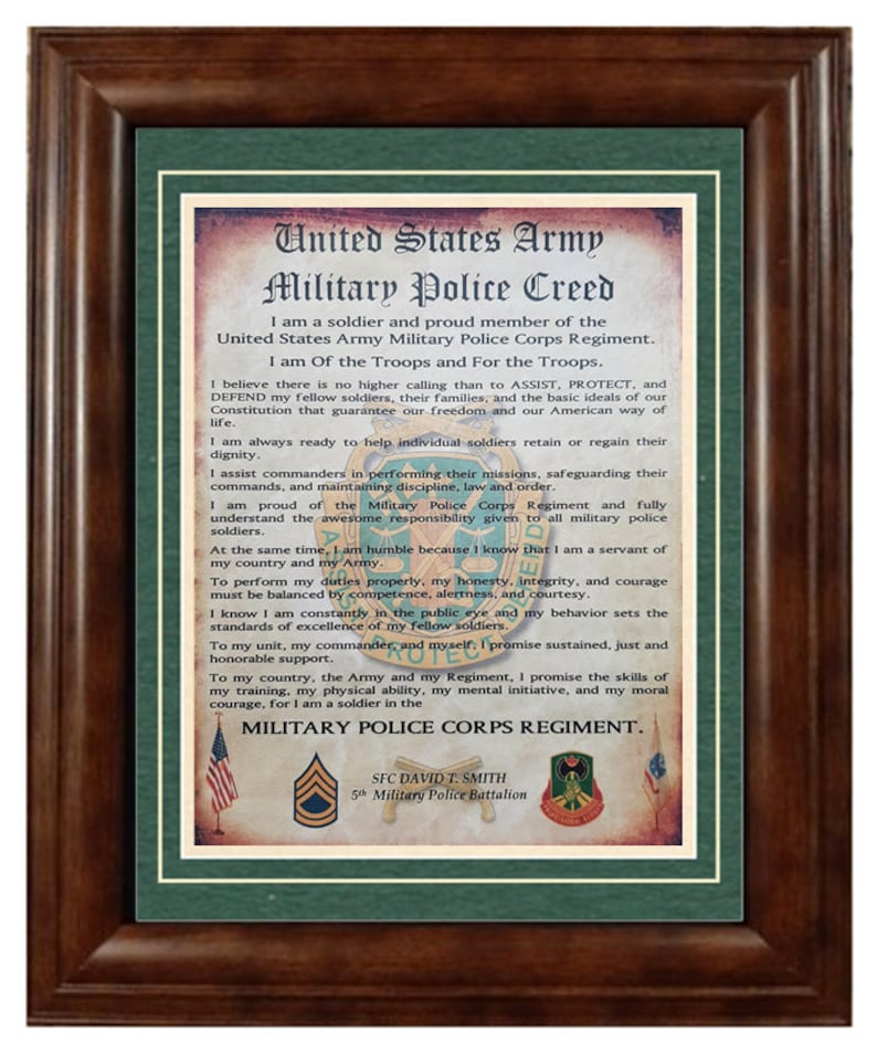 BEST U.S. Army MP Military Police Creed Aged Parchment Matted - Etsy