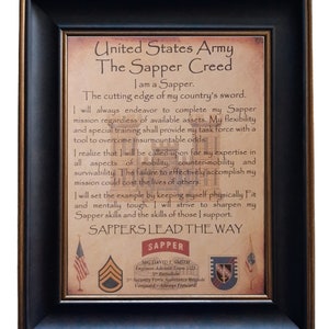 BETTER U.S. Army Sapper Creed Aged Parchment PERSONALIZED (with Coin ...