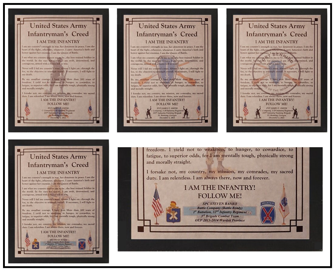 NICE or BETTER U.S. Army Infantryman's Creed PERSONALIZED - Etsy