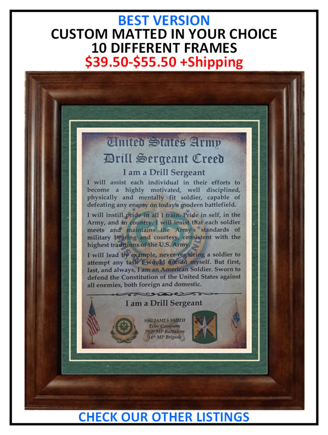 BETTER U.S. Army Drill Sergeant's Creed Aged Parchment - Etsy