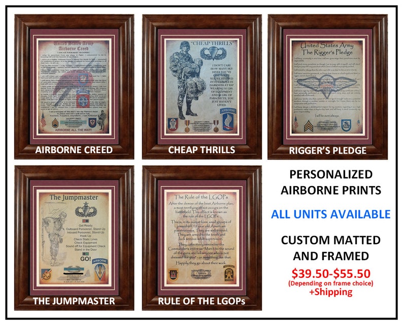 BEST U.S. Army Airborne Creed All Units Available 82nd 509th - Etsy