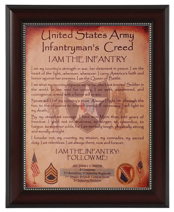 BETTER U.S. Army Infantryman's Creed Aged Parchment - Etsy