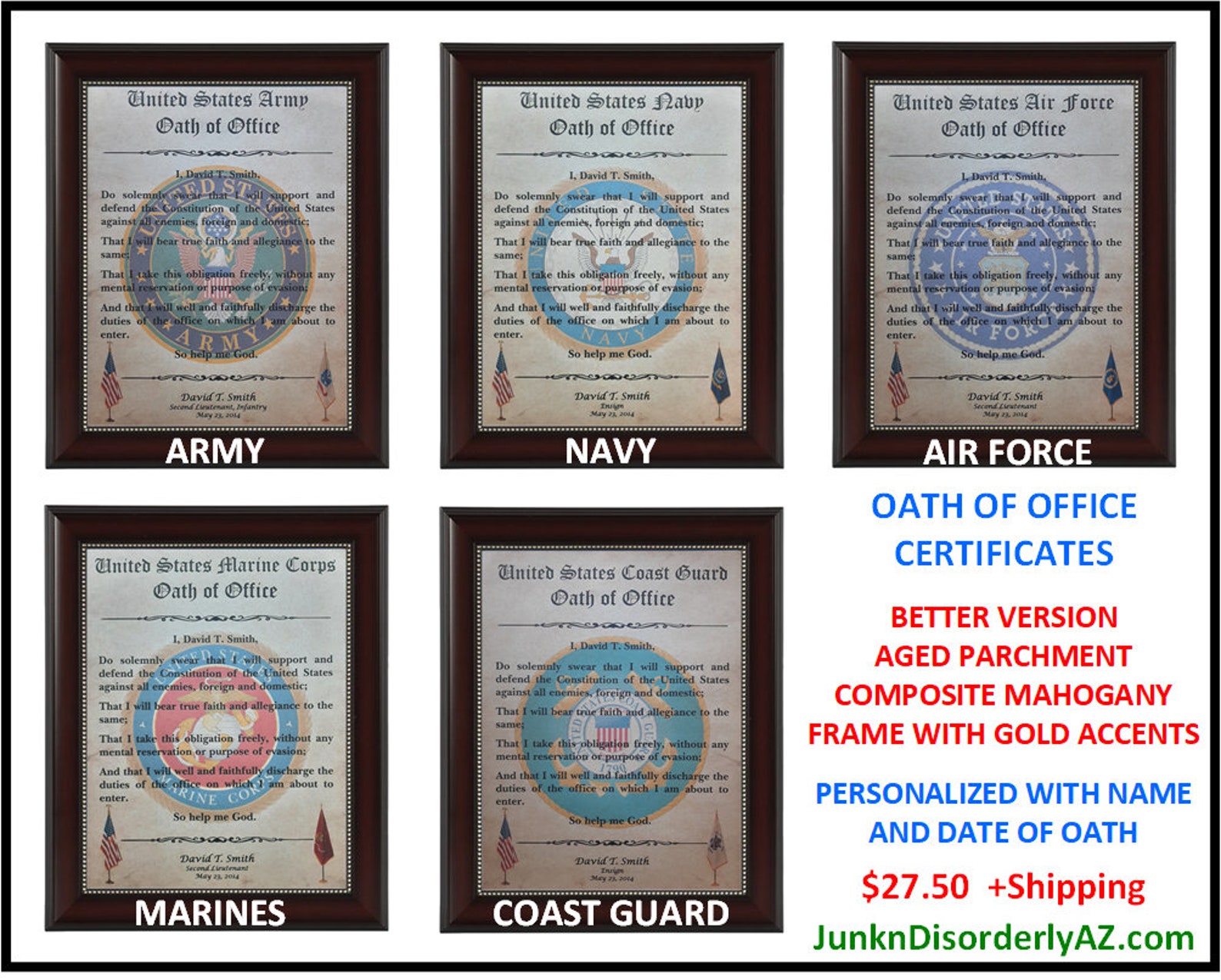 BETTER U.S. Marine Corps OFFICER Oath of Office Aged Parchment - Etsy
