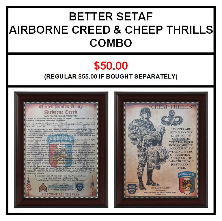 Militaria Memorabilia NICE or BETTER Army Paratrooper Airborne Creed ...