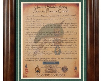 BEST U.S. Army Sapper Creed Aged Parchment Matted PERSONALIZED - Etsy