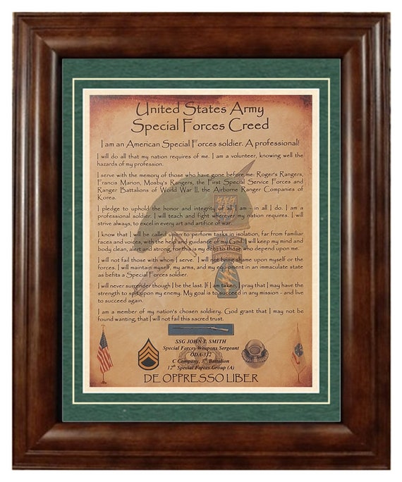 BEST U.S. Army Special Forces Creed Green Beret Aged Parchment | Etsy