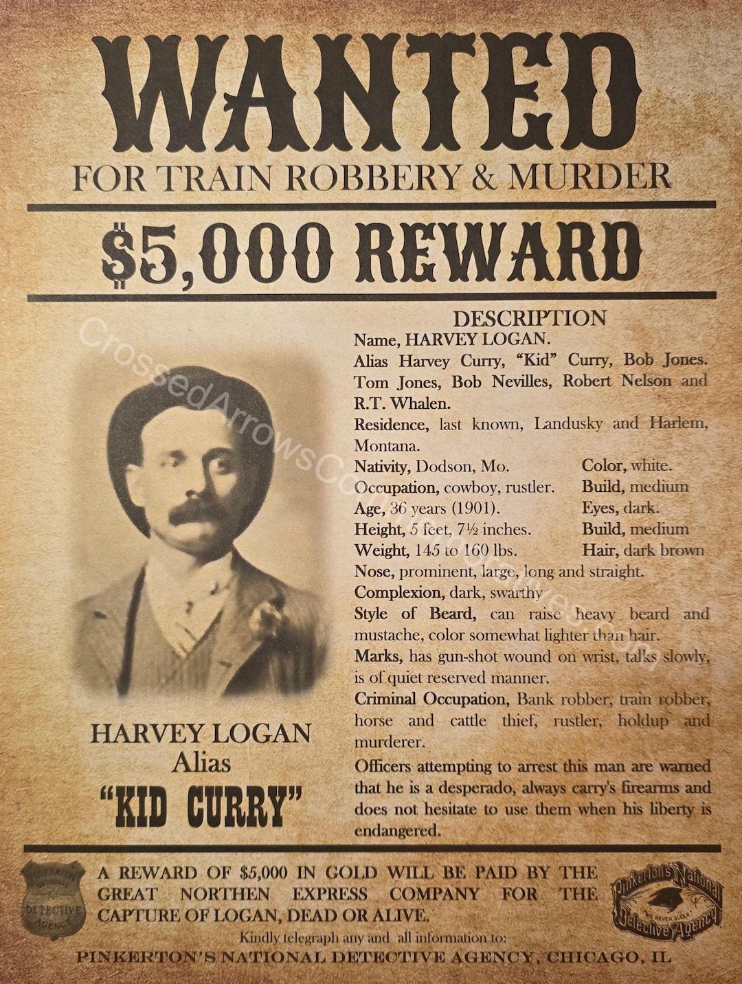 Wanted Poster: Harvey Logan Alias Kid Curry (modern Reprint) - Etsy