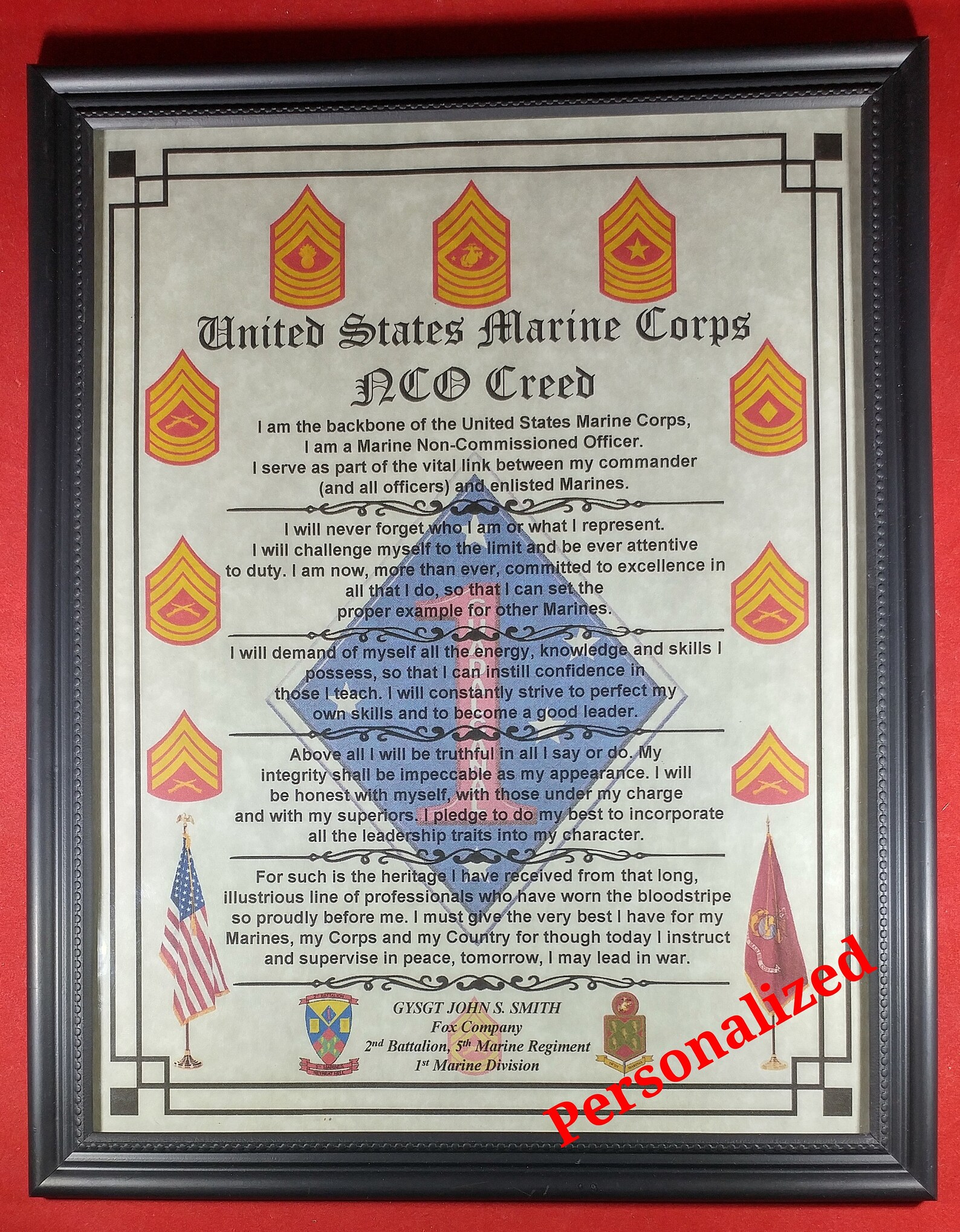NICE or BETTER Marine Corps NCO Creed Personalized | Etsy
