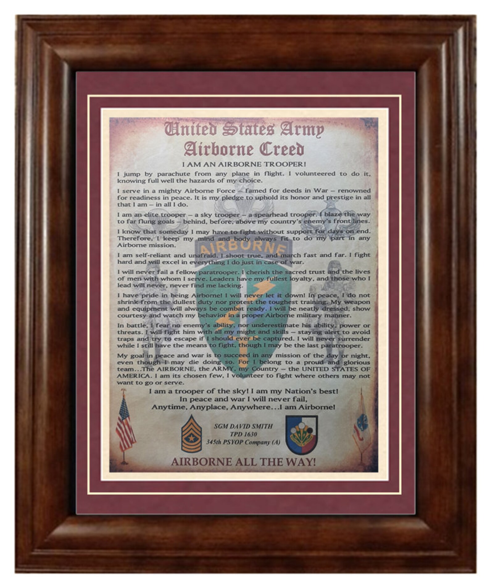 BEST U.S. Army Airborne Creed All Units Available 82nd 509th | Etsy