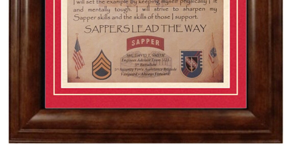 BEST U.S. Army Sapper Creed Aged Parchment Matted PERSONALIZED | Etsy