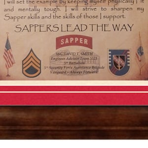 BEST U.S. Army Sapper Creed Aged Parchment Matted PERSONALIZED (with ...